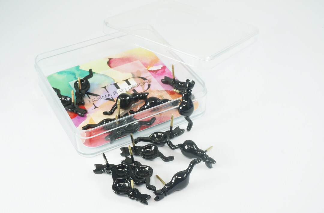 Black Cat Push Pins, Decorative Push Pins, Unique Black Painted Push ...