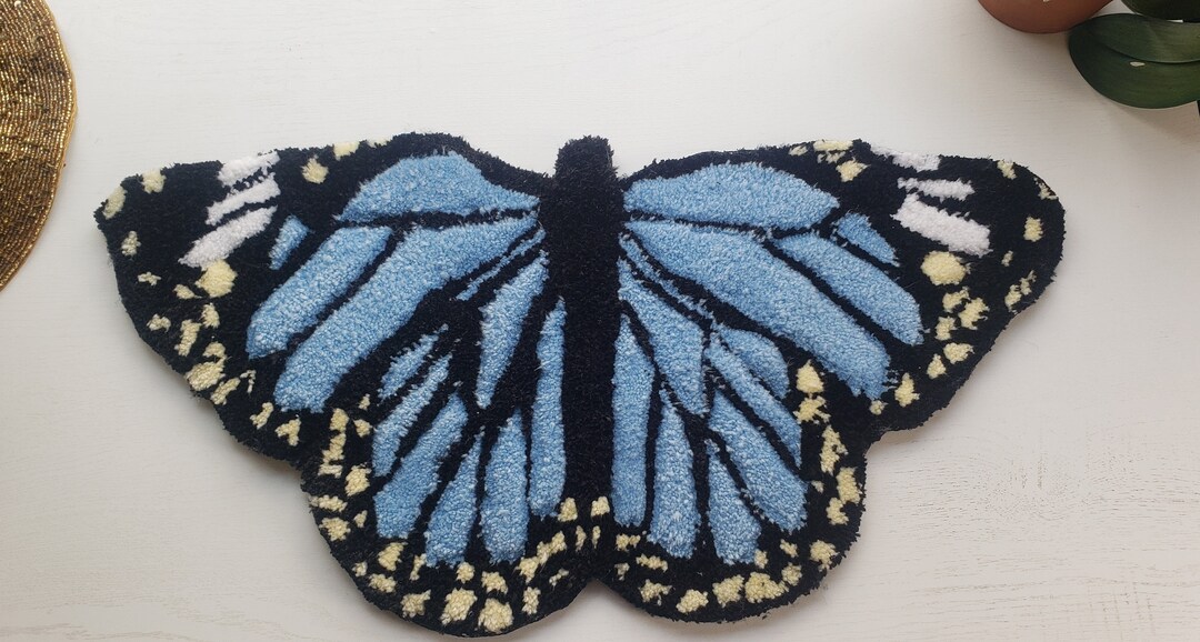 Beautiful Blue Butterfly Tufted Handmade Rug - Etsy