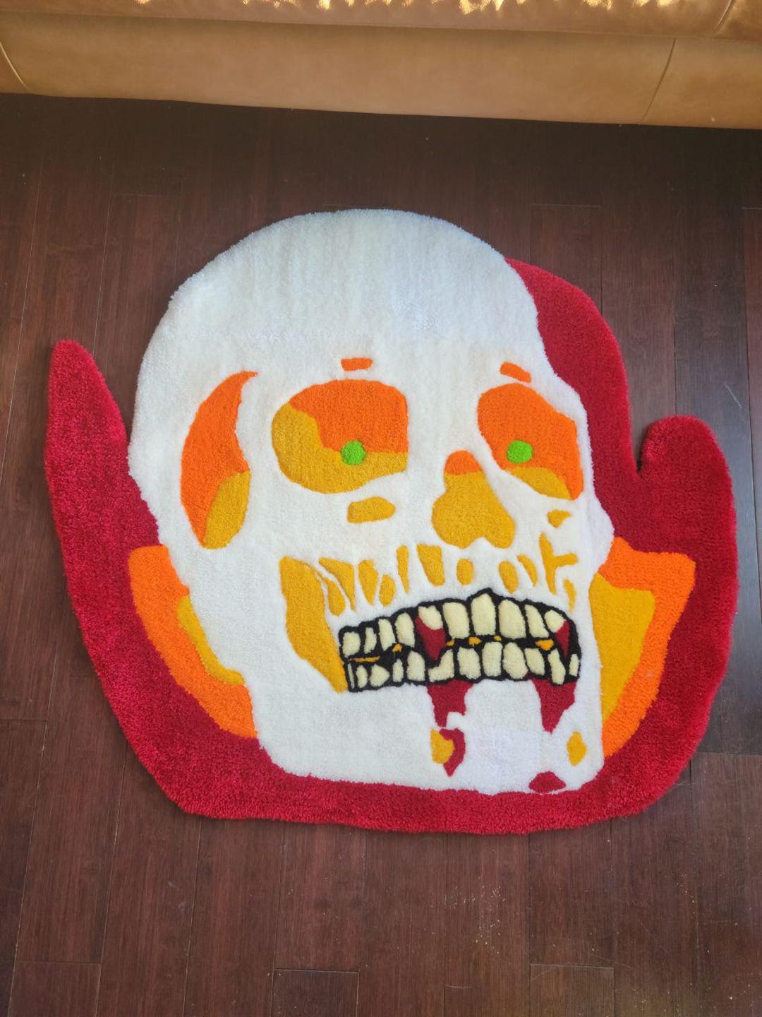 Flame Covered Vampire Scull Tufted Rug - Etsy