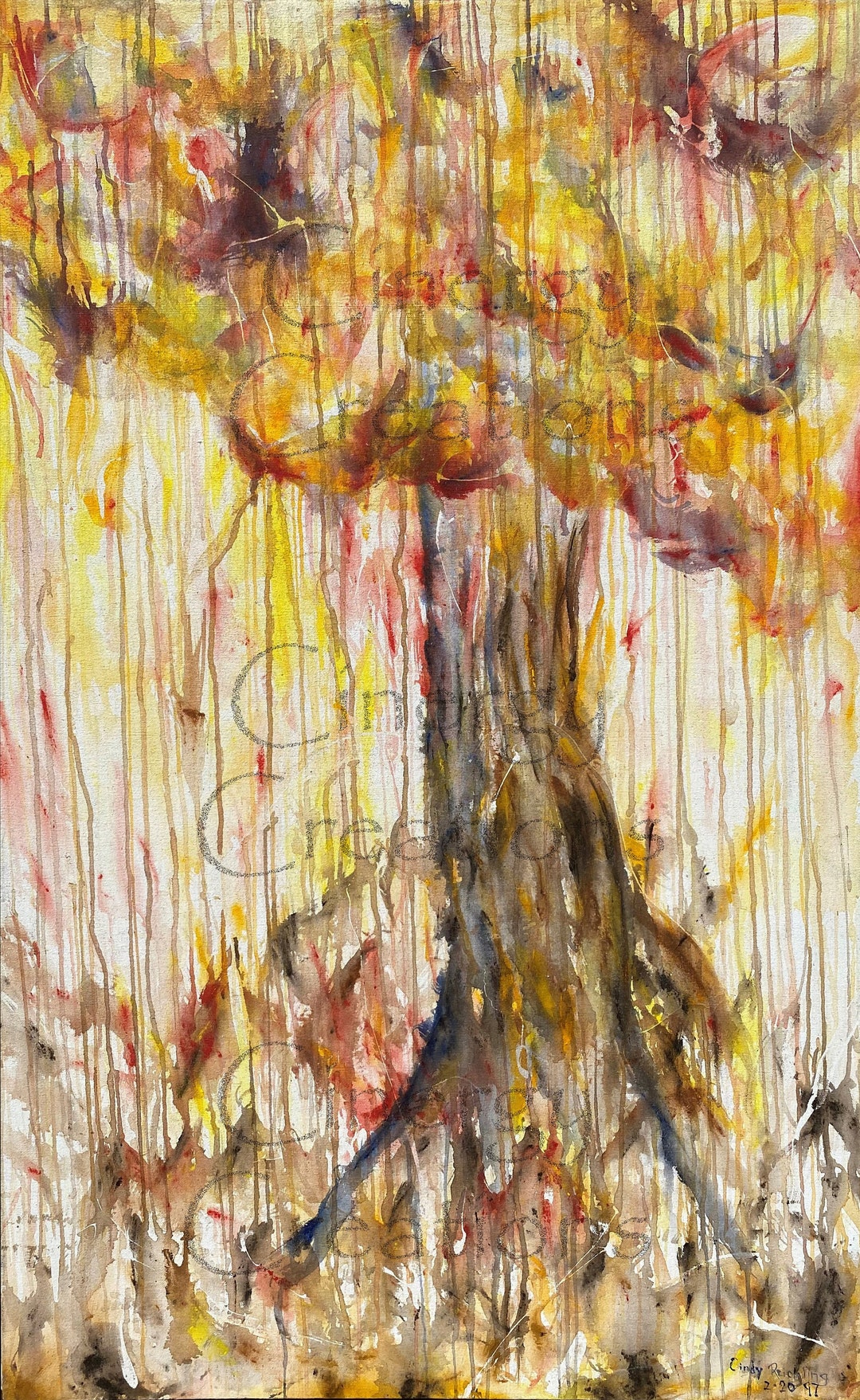 Fire Tree Art Print: Tree of Life Acrylic Painting (5x7 Image, 8x10 ...