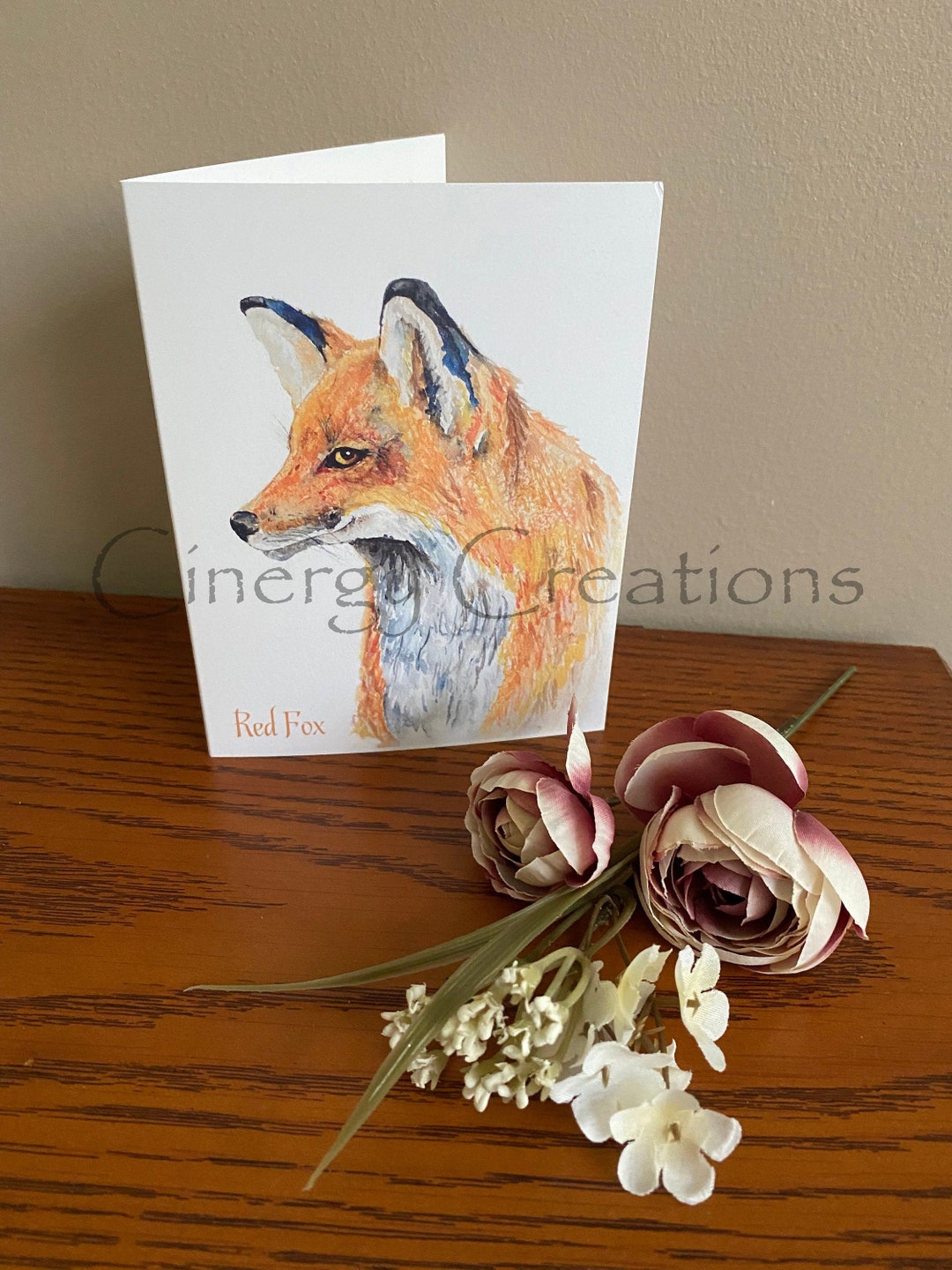 Red Fox Watercolor Note Card: Blank Stationery Thank You Card - Etsy