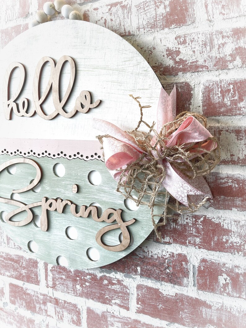Front Door Decor Front Door Wreath Hello Spring Spring - Etsy