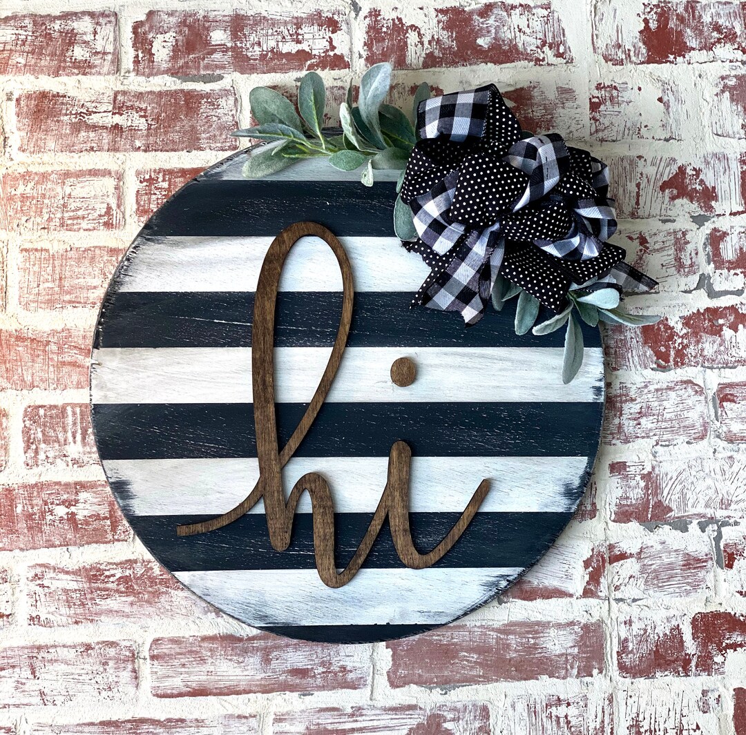 Front Door Decor, Welcome Door Hanger, Housewarming Gift, Wood Round ...