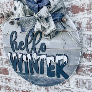 Winter Door Hanger, Winter Decor, Wooden Sign, Welcome Sign, Winter ...