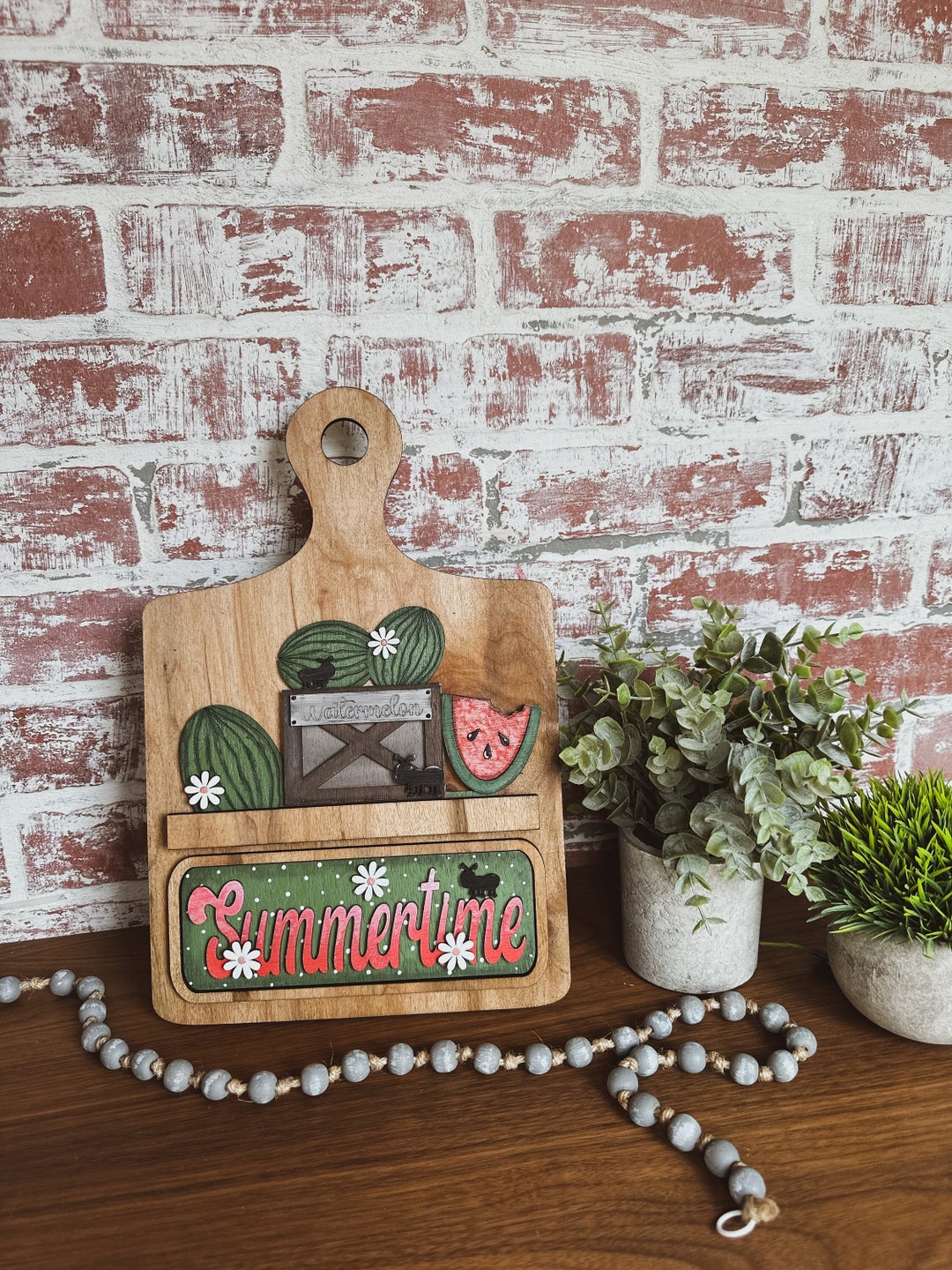 Farmhouse Breadboard, Watermelon Decor, Interchangeable Decor, Seasonal ...