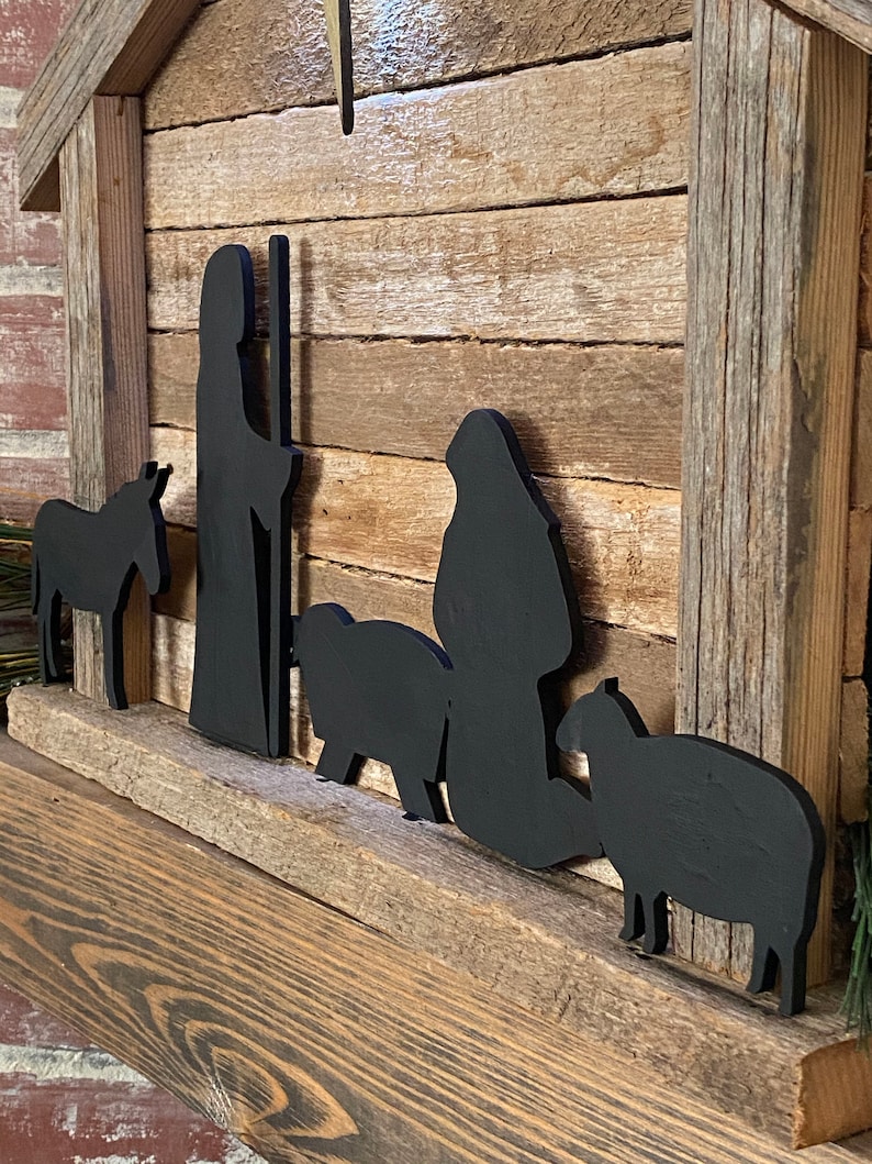 Handmade Nativity Set, Rustic Manger Scene, Light up Christmas Decor ...