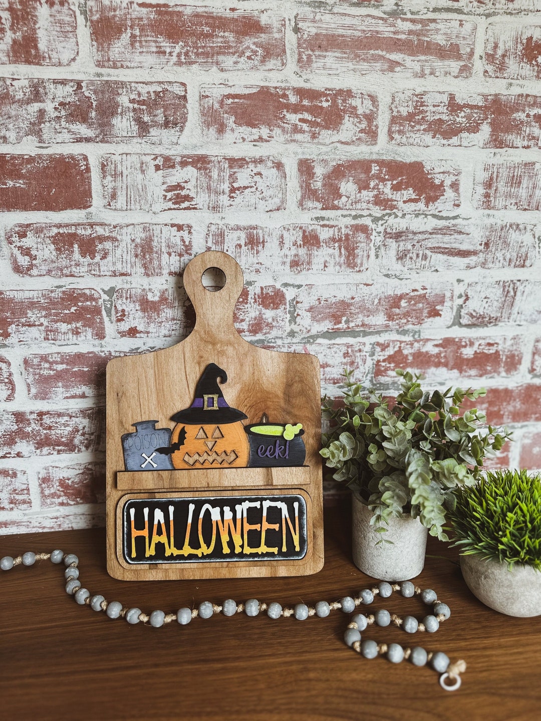 Farmhouse Breadboard, Halloween Decor, Interchangeable Decor, Seasonal ...