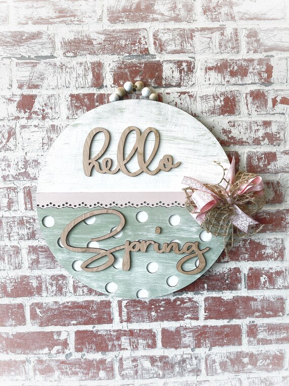 Front Door Decor Front Door Wreath Hello Spring Spring - Etsy