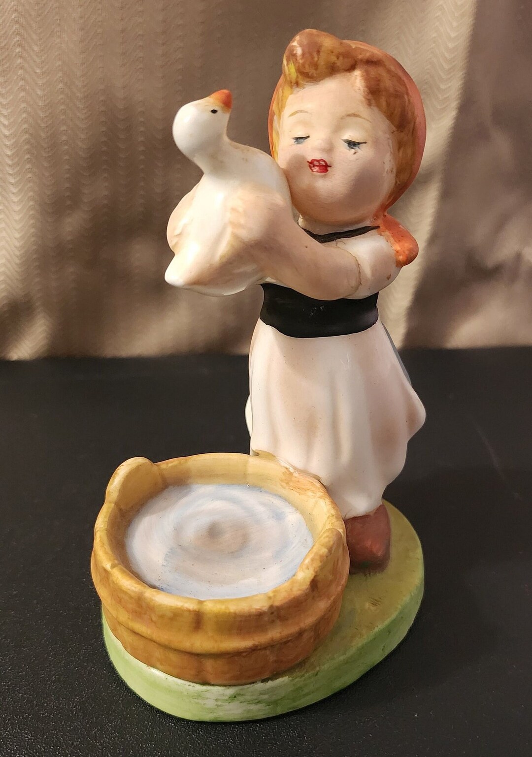 Porcelain Hummel-like Figurine Girl Holding Goose - Etsy