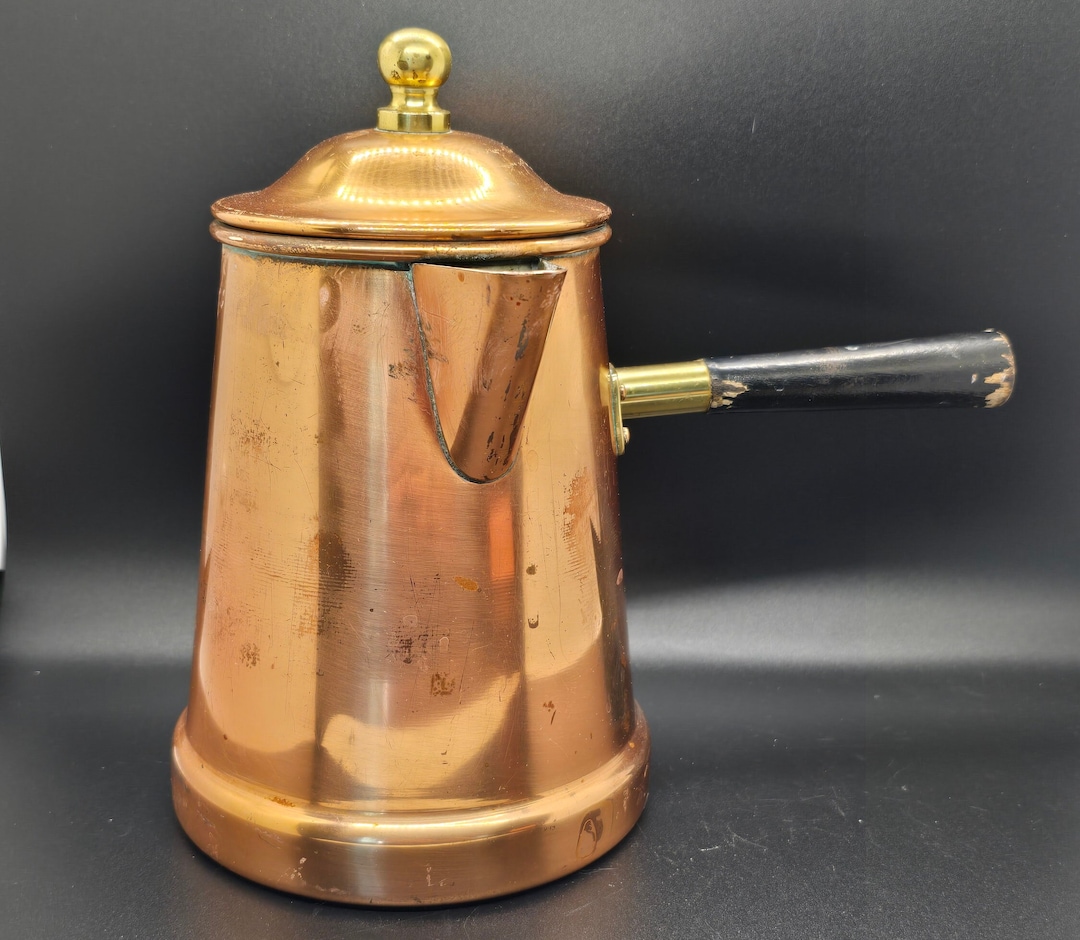 Vintage Copral Copper Coffee Pot With Wood Handle - Etsy