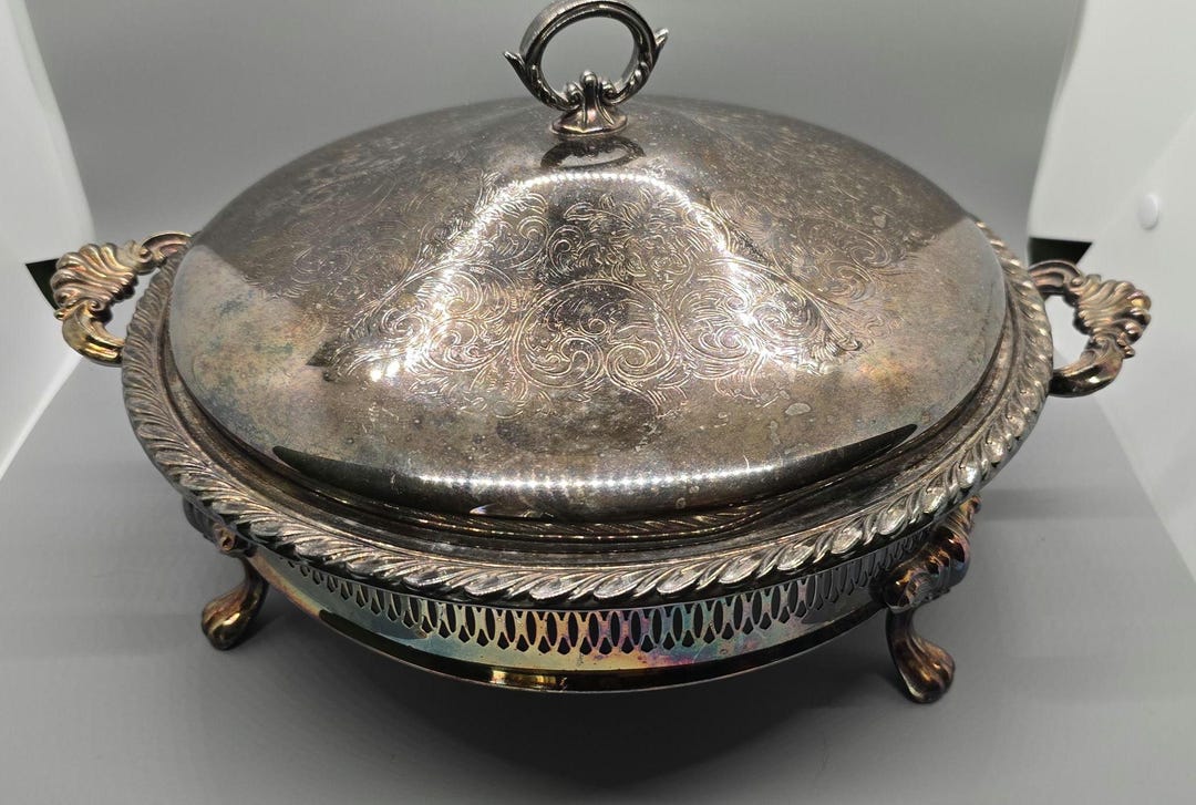 Vintage Oneida Silver Dish With Glass Bowl - Etsy