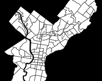 Philly Map Outline - Etsy Ireland
