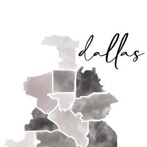 Dallas Map | Watercolor | Digital Download - Etsy