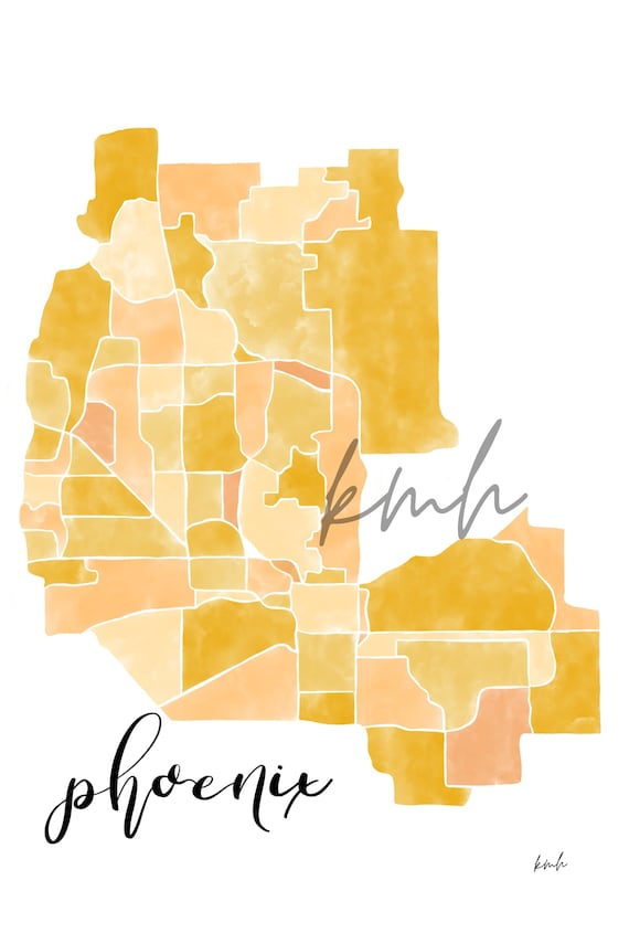 Phoenix Map Watercolor Digital Download - Etsy