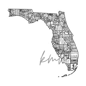 Florida Map | Counties | Handlettering | Digital Download - Etsy