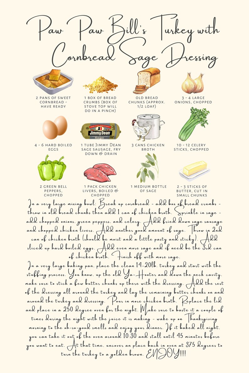 Custom Recipe | Personalized | Digital Download - Etsy