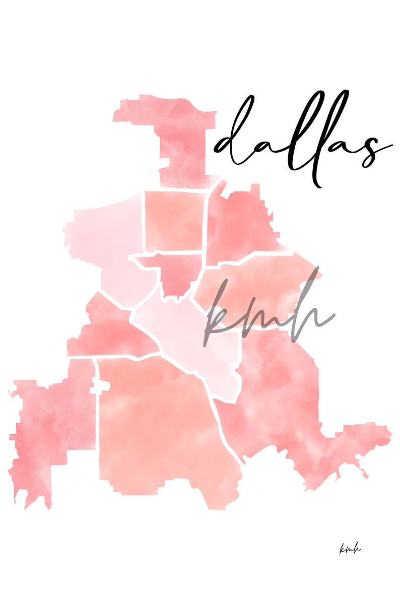 Dallas Map | Watercolor | Digital Download - Etsy