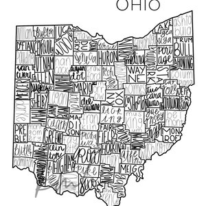 Ohio Map | Counties | Handlettering | Digital Download - Etsy