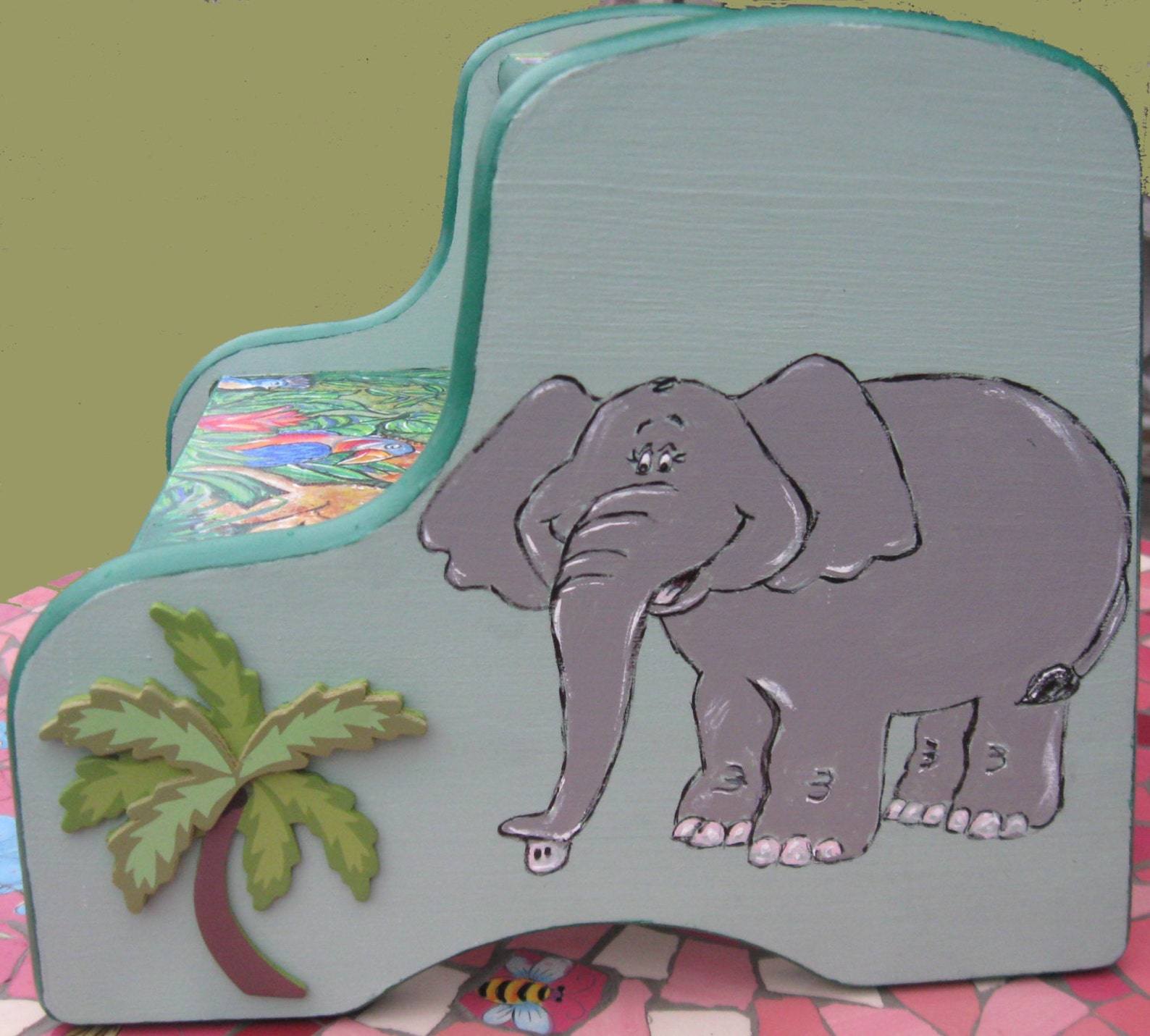 Children's Hand Painted Elephant Step Stools Safari | Etsy