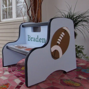 Children's Hand Painted Sports-ball Step Stool, Football-basball ...