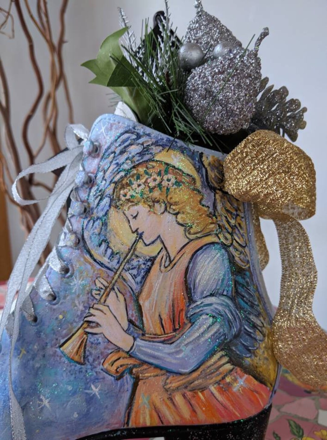 Hand Painted Angel Trumpeter Skate, Holiday Skates, Christmas ...
