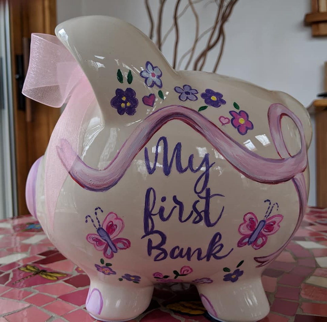 Large-my First Piggy Bank,kids-custom-hand-painted-piggy-banks ...