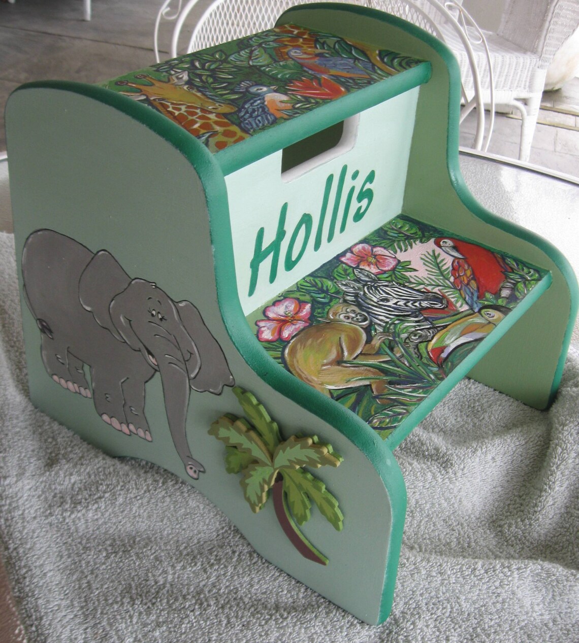 Children's Hand Painted Elephant Step Stools Safari | Etsy