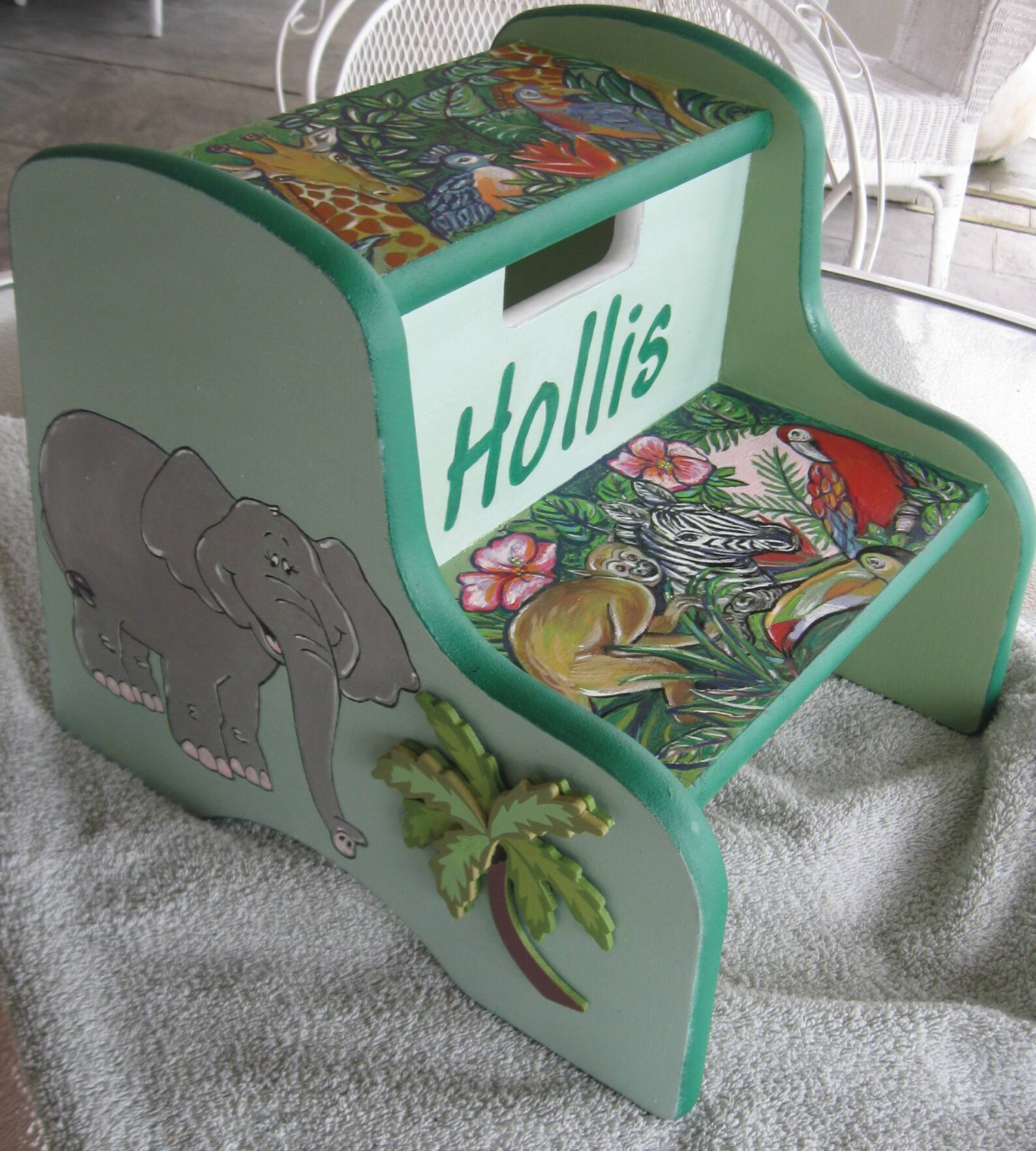 Children's Hand Painted Elephant Step Stools Safari | Etsy