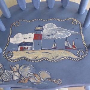 Painted Nautical Rocker,nautical Lighthouse Rocker, Sail Boat Rocking ...