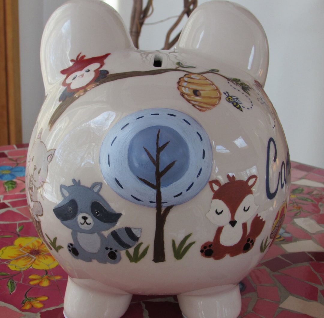 Large-woodland-animal-theme-piggy-bank,personalized-piggy-banks ...