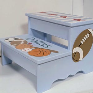 Children's Hand Painted- Sports-ball Step Stool, Football-basball ...