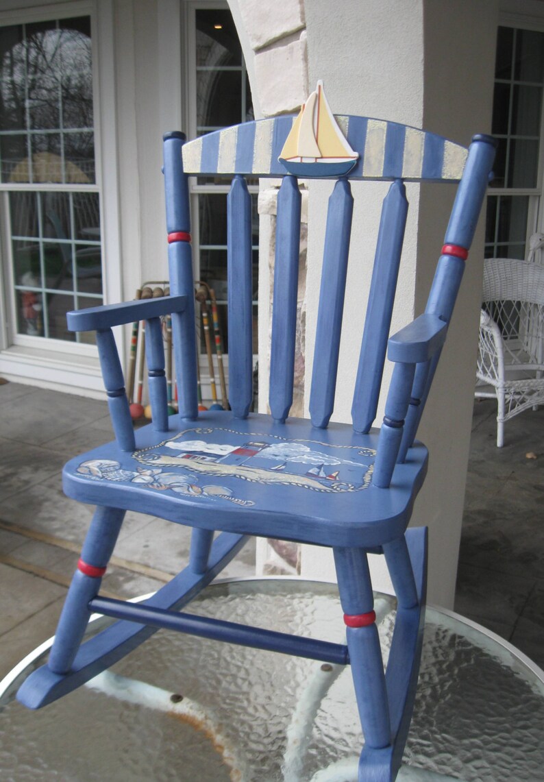 Painted Nautical Rockernautical Lighthouse Rocker Sail Boat - Etsy