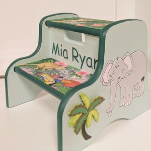 Children's Hand Painted Elephant Step Stools, Safari Animal Step Stools ...
