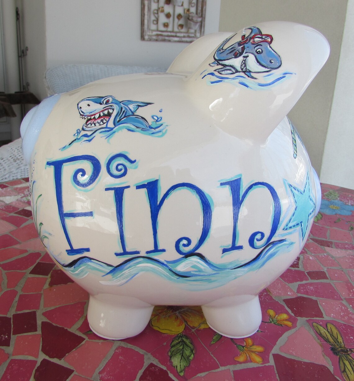 Large-Shark-Custom-Hand-Painted-Piggy-BankPersonalized-Piggy | Etsy