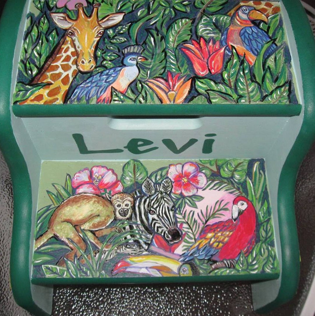 Children's Hand Painted Elephant Step Stools Safari - Etsy