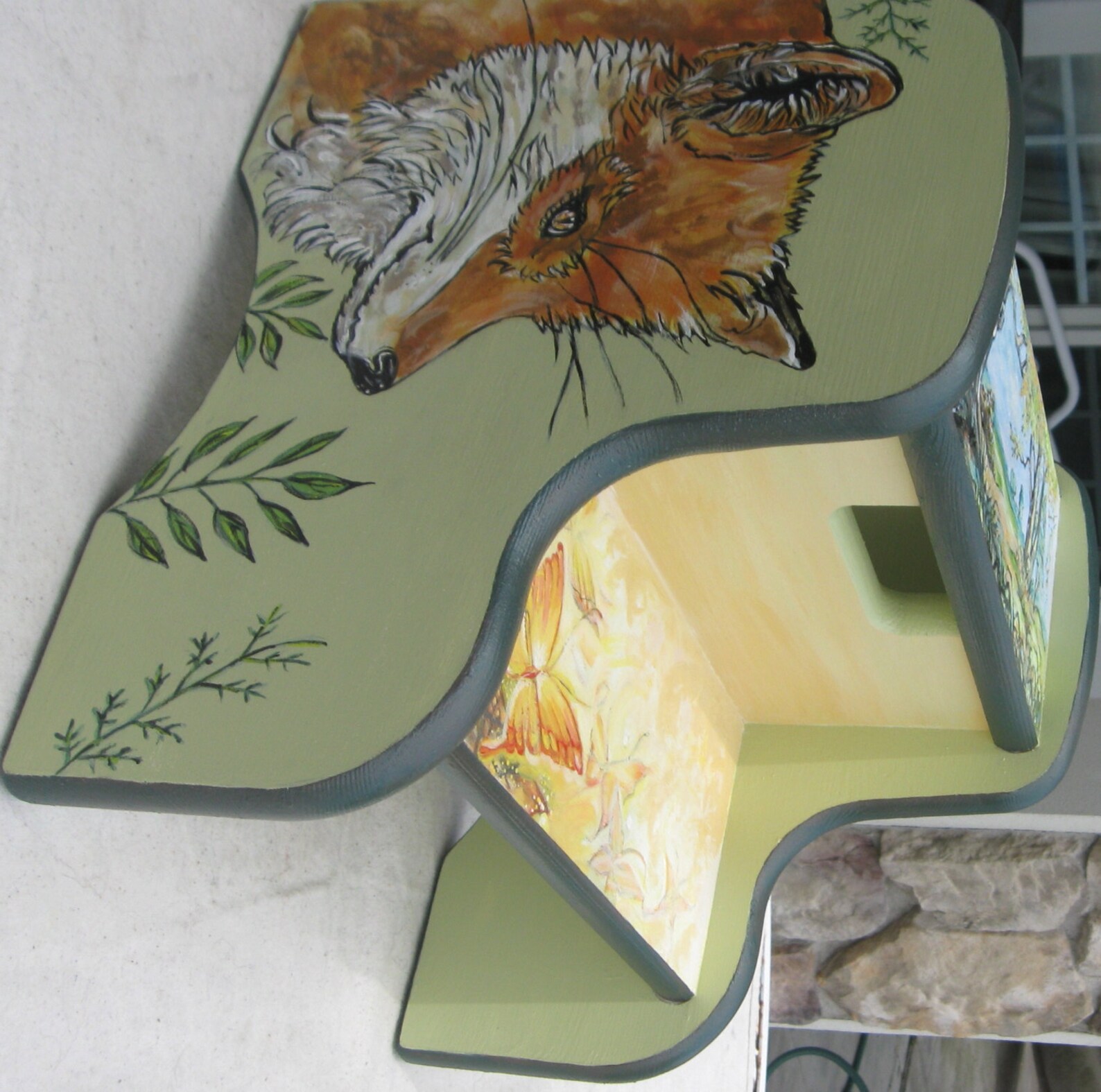Children's Hand Painted Fox Step Stool Wildlife-animal - Etsy