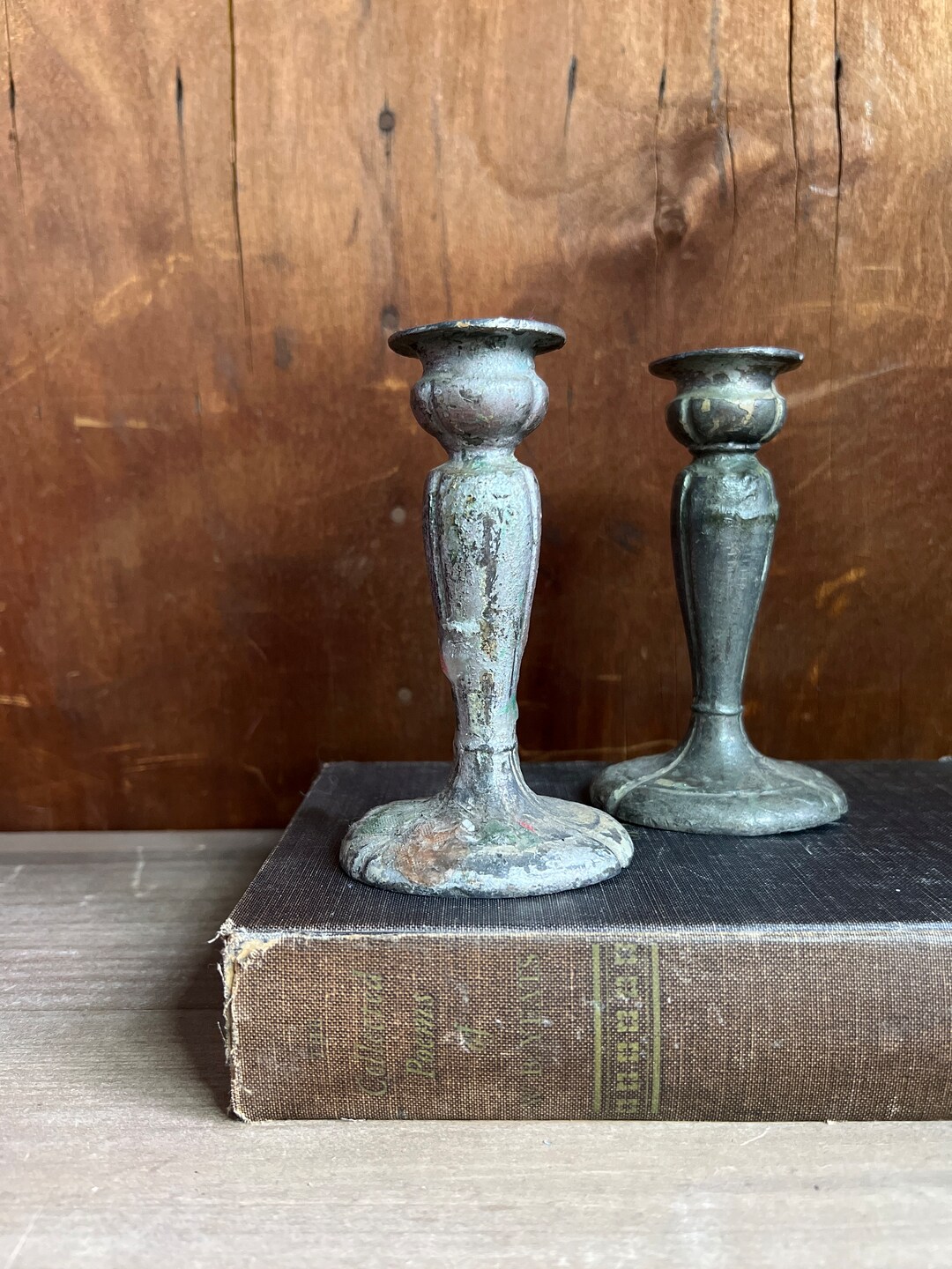Vintage Pewter Taper Candle Holders-eclectic Victorian Style - Etsy