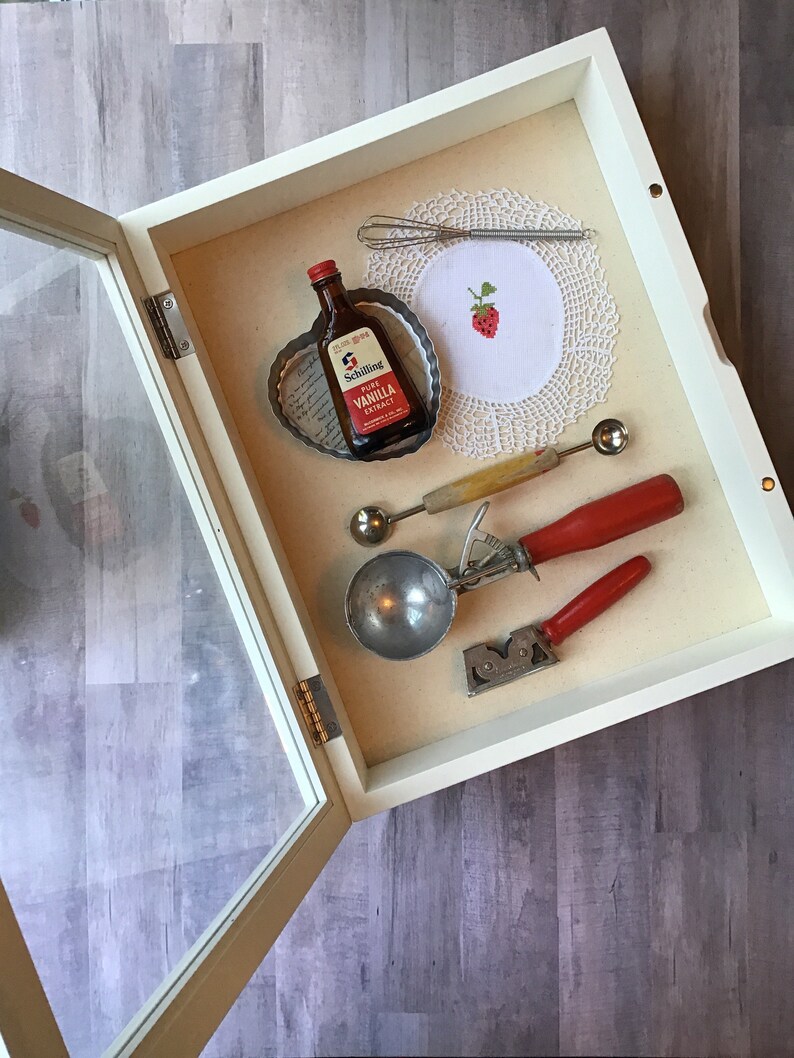 VINTAGE KITCHEN 11x14 White Shadow Box Filled With VTG | Etsy