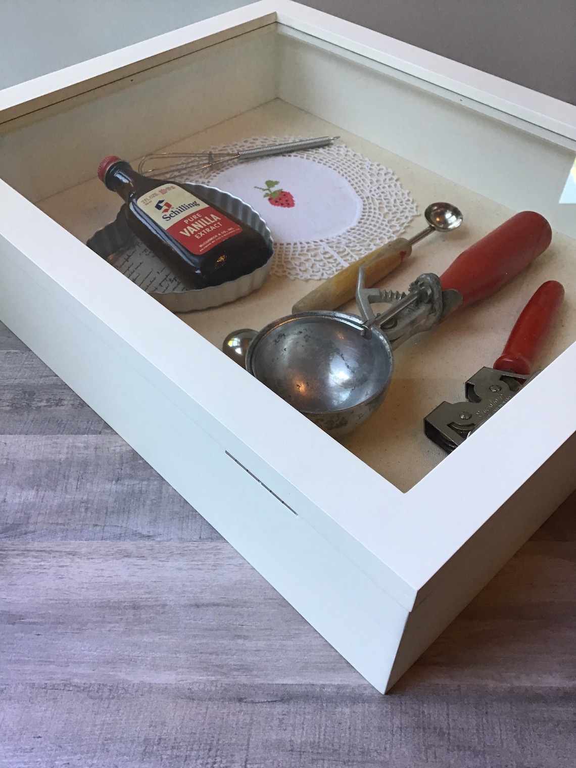 VINTAGE KITCHEN 11x14 White Shadow Box Filled With VTG | Etsy