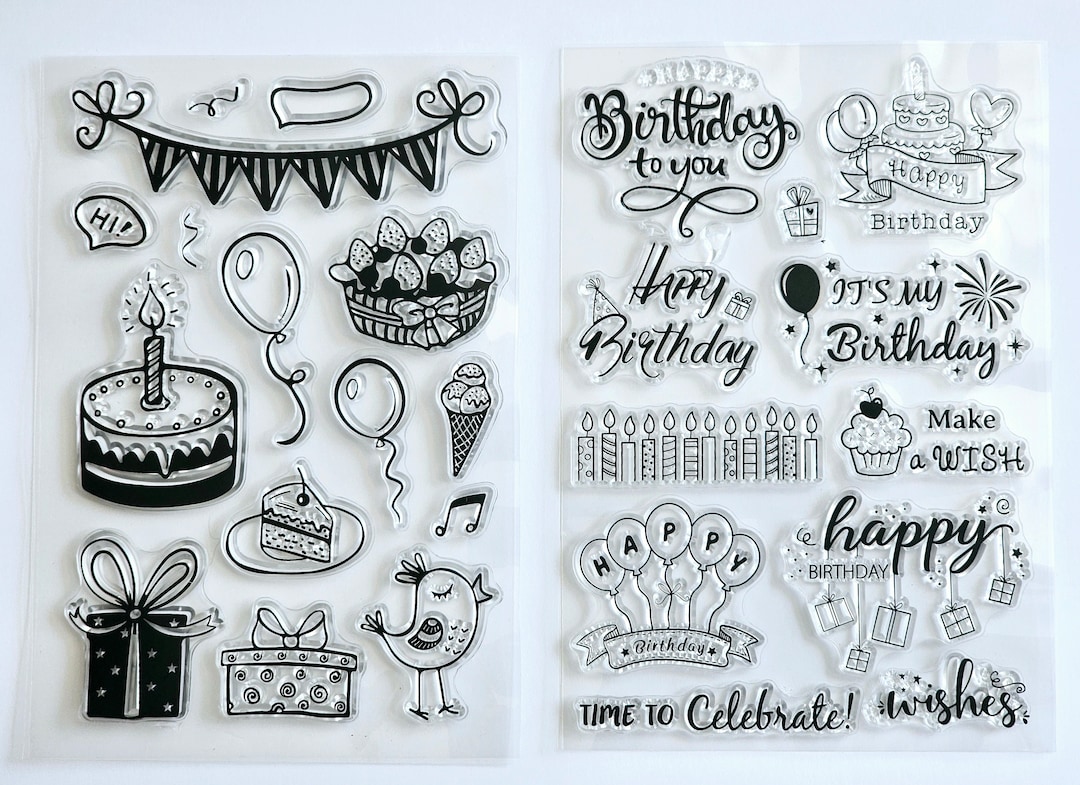 Happy Birthday Clear Stamp Set for Cardmaking Scrapbooking Greeting ...