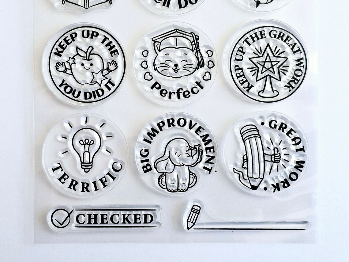 Teacher Grading Stamps: Clear Stamp Set for High School Teacher ...