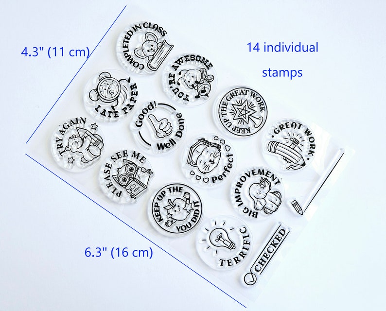 Teacher Grading Stamps: Clear Stamp Set for High School Teacher ...