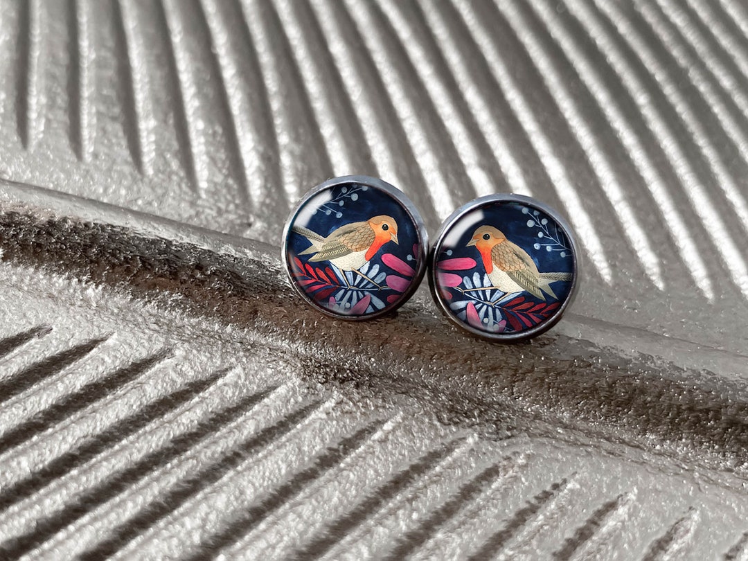 Robin Birdy Earrings for Elegant Girl, Ear Studs for Animal Lovers ...