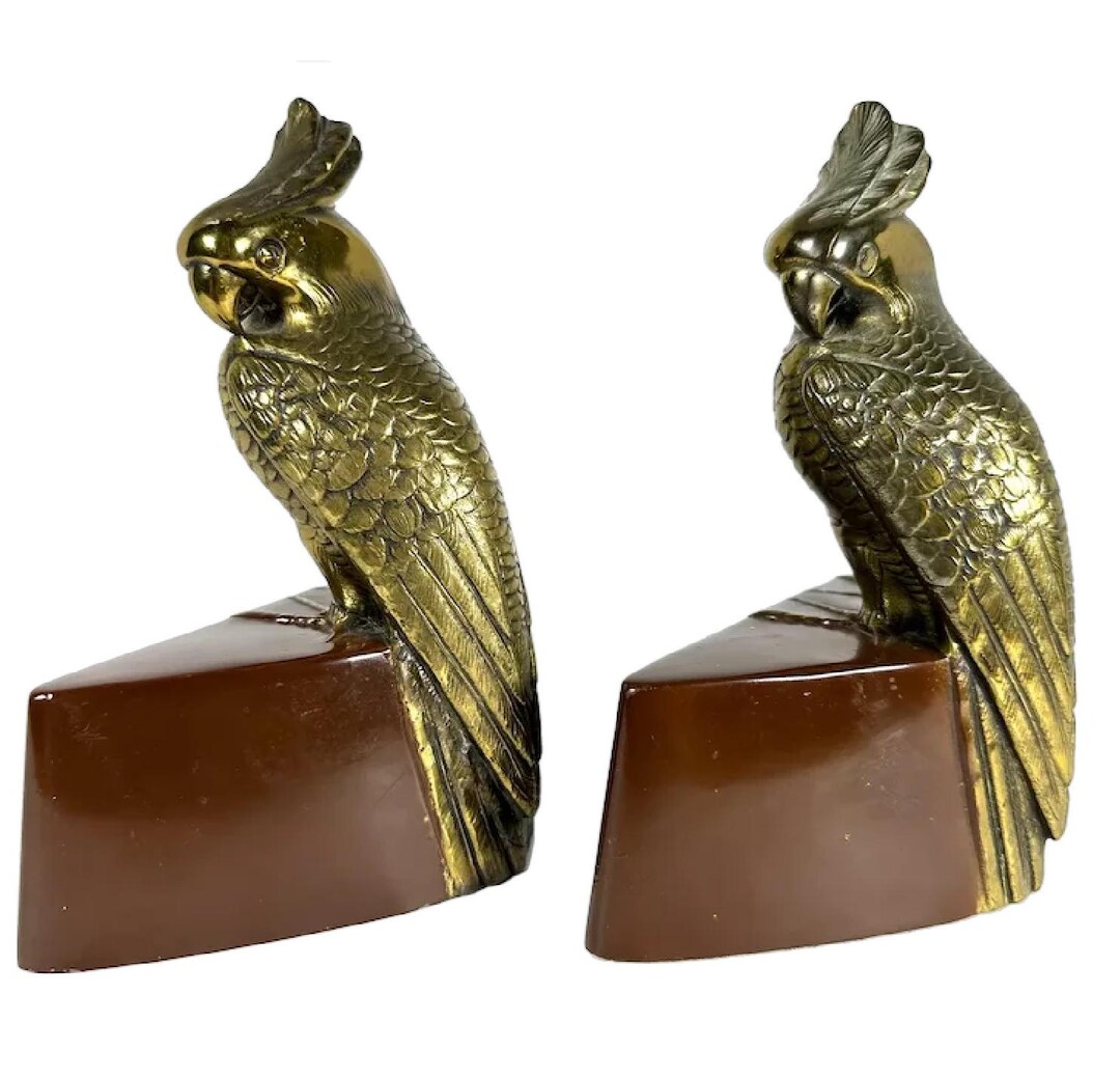 Art Deco Parrot Bookends: Jennings Brothers JB 287, Gold Gilt - Etsy