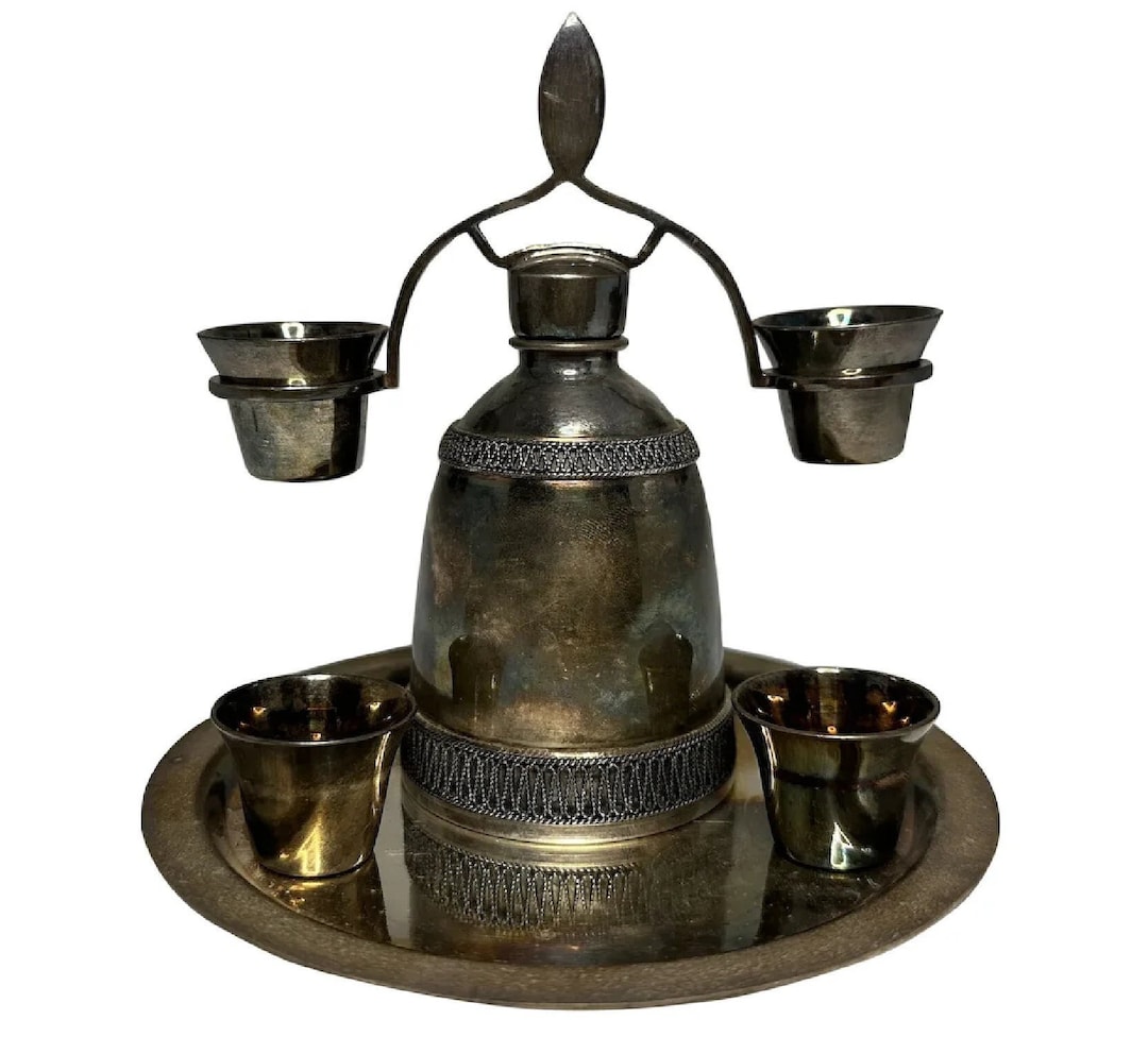 Soviet Russian Silverplate Filigree Vodka Decanter Set C. 1960s FREE ...