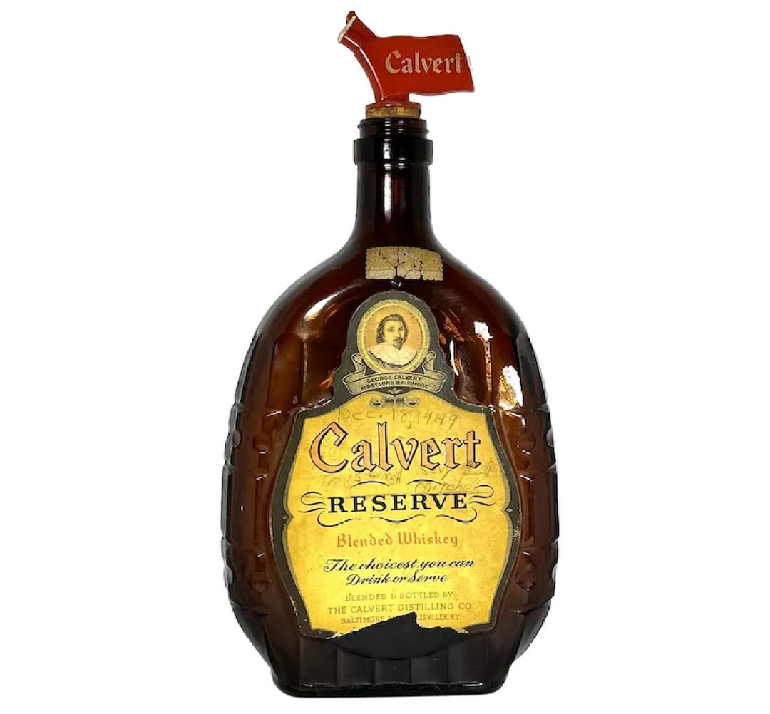 Vintage Calvert Whiskey Display Bottle: Amber Glass, Bartender Pour ...