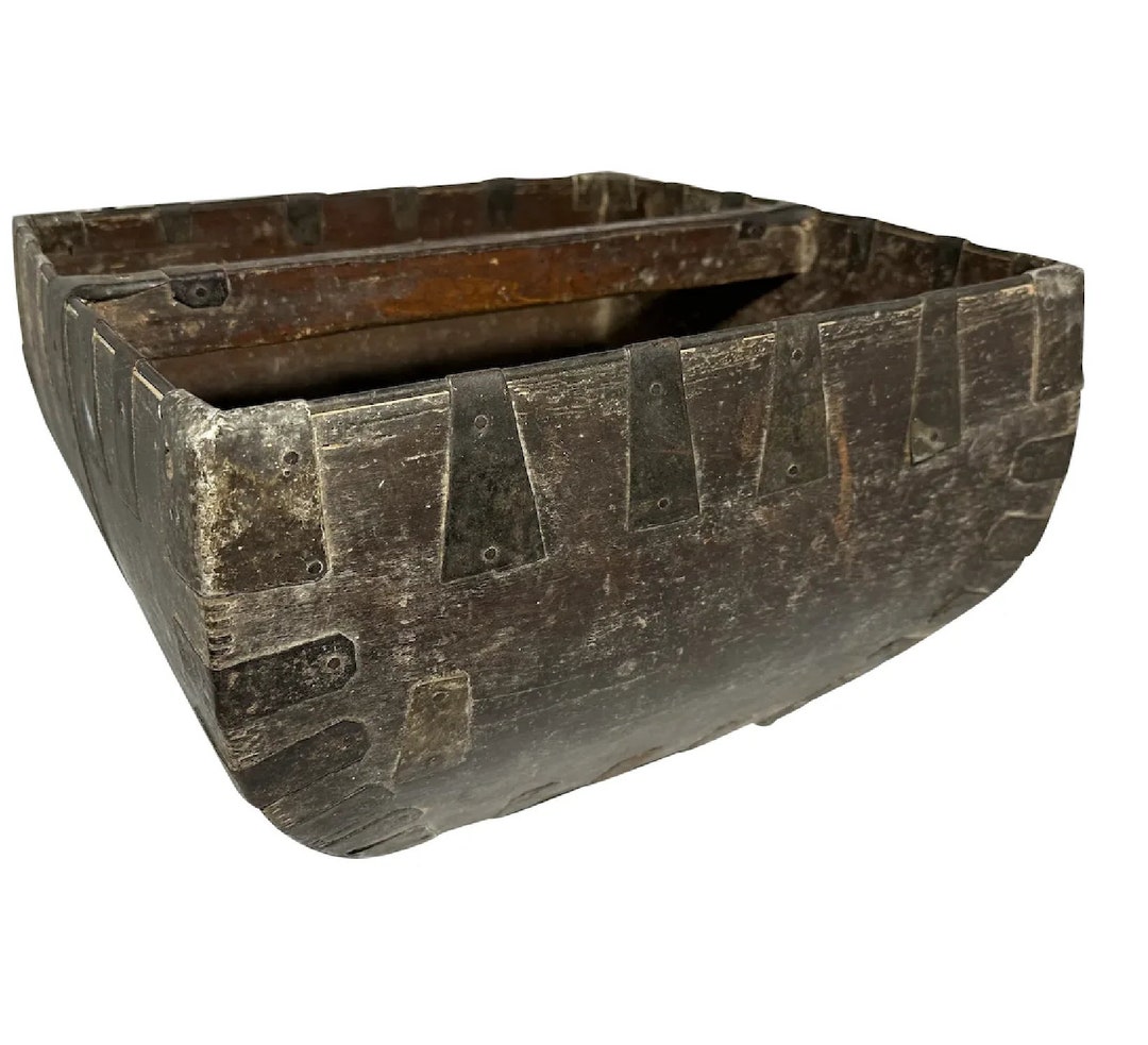 Antique Chinese Rice Grain Harvest Basket Bucket Scoop Measure FREE ...