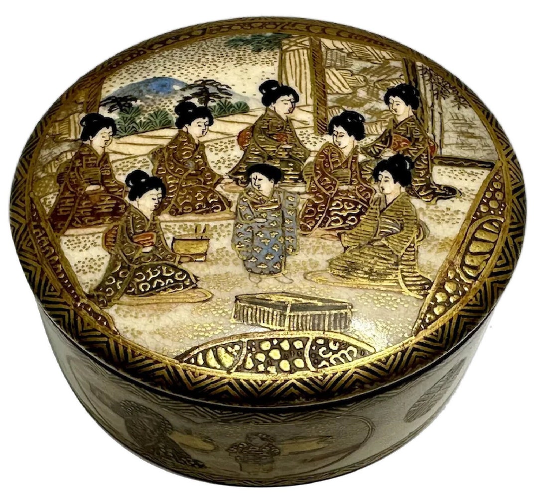 Antique Meiji Satsuma Box: Japanese Geisha Enamel Decor - Etsy