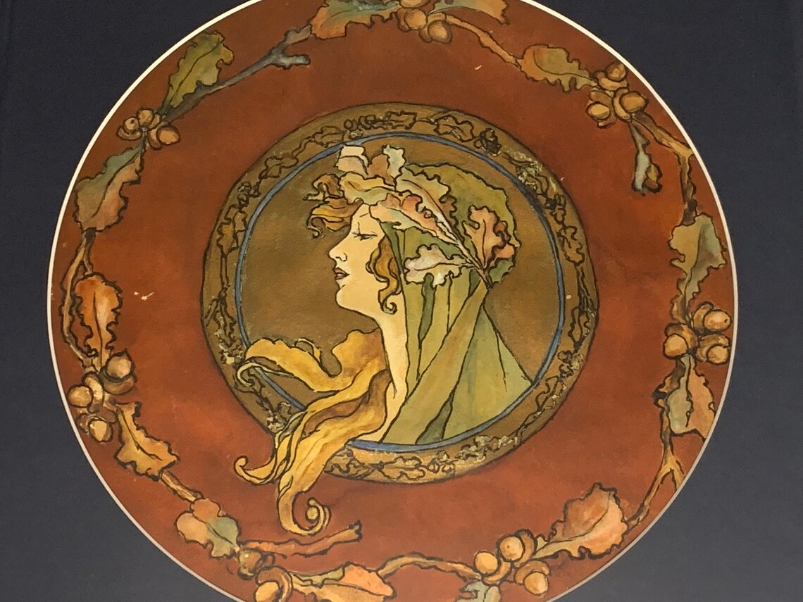 Original Art Nouveau Mucha Style Portrait Painting FREE - Etsy