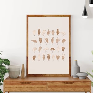 ASL American Sign Language Alphabet Printable Minimalist Neutral Boho ...